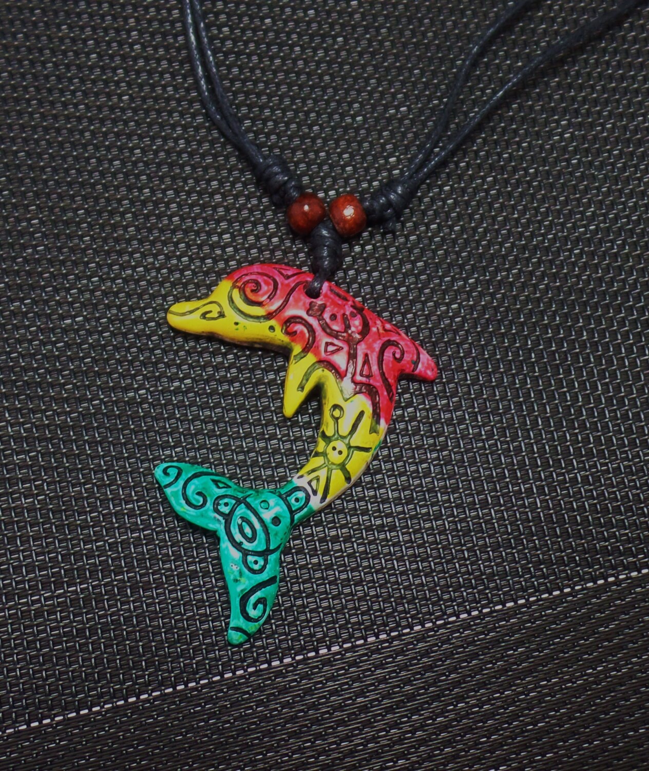 Dolphin Necklace Rasta Dolphin Necklace Resin Dolphin - Etsy