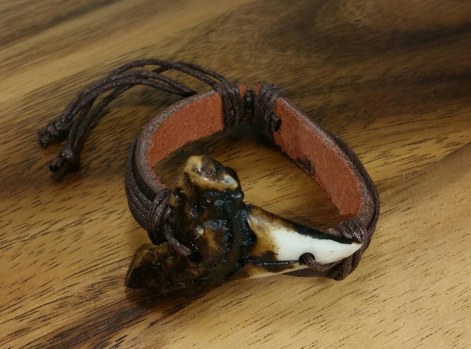 Brown Shark Tooth Bracelet Brown Leather Bracelet Shark - Etsy