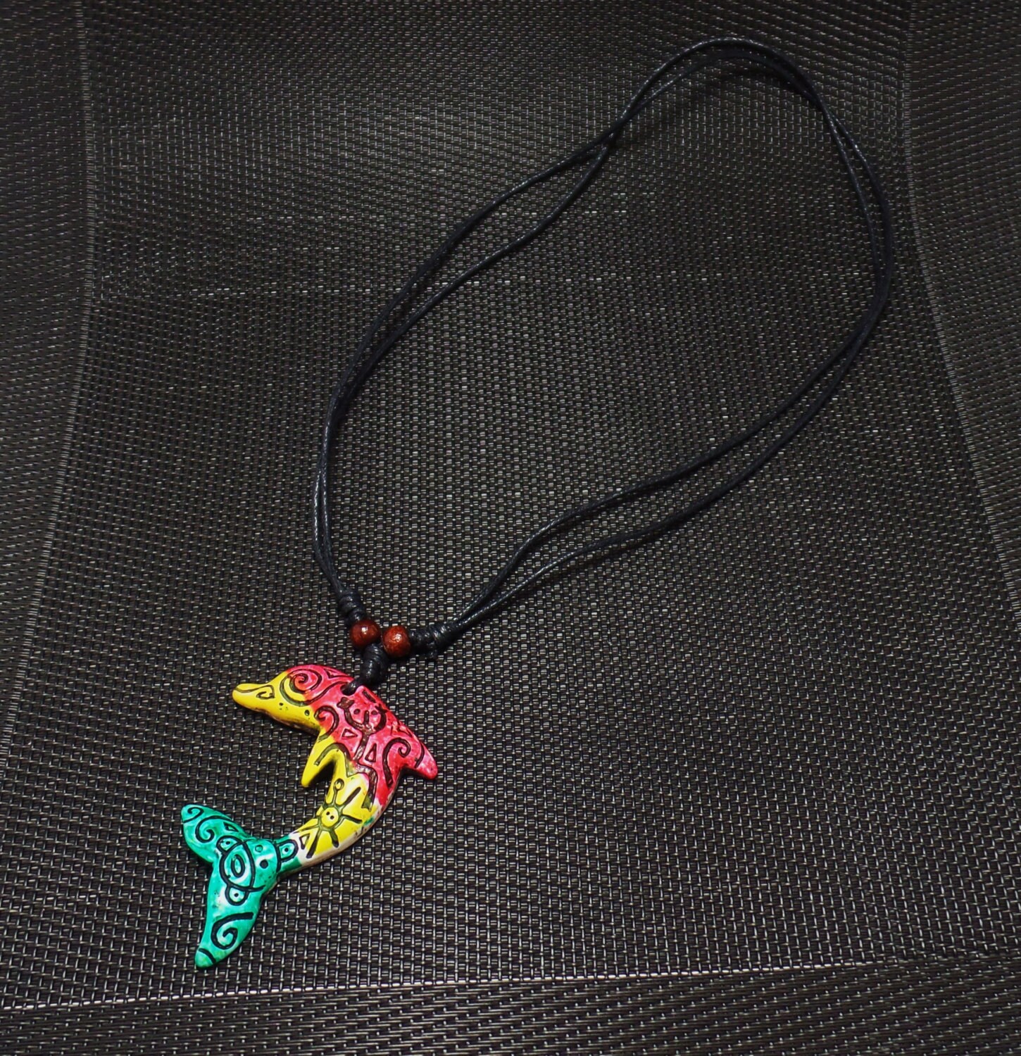 Dolphin Necklace Rasta Dolphin Necklace Resin Dolphin | Etsy