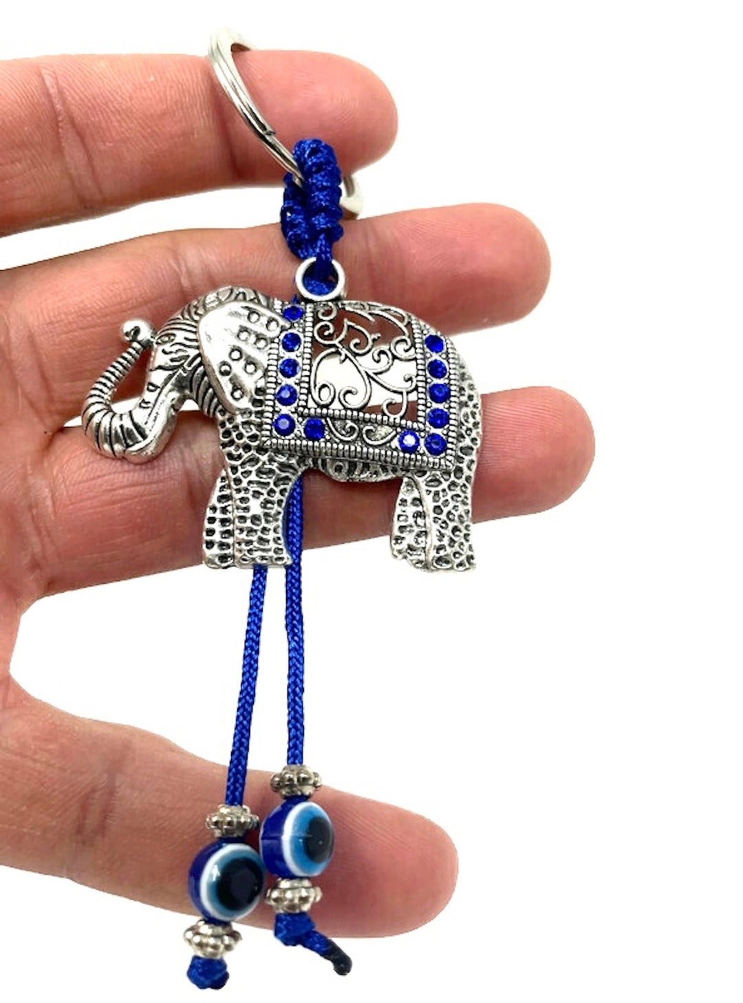 Blue Evil Eye Lucky Elephant Trunk up Blessing Protection Good Luck ...