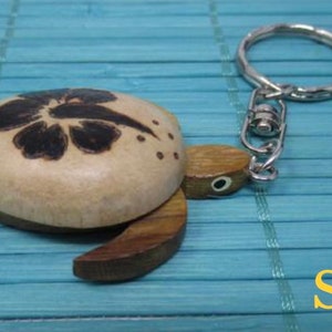 Sea Turtle Keychain Turtle Handcarved Wood Keychain Turtle Hawaian ...