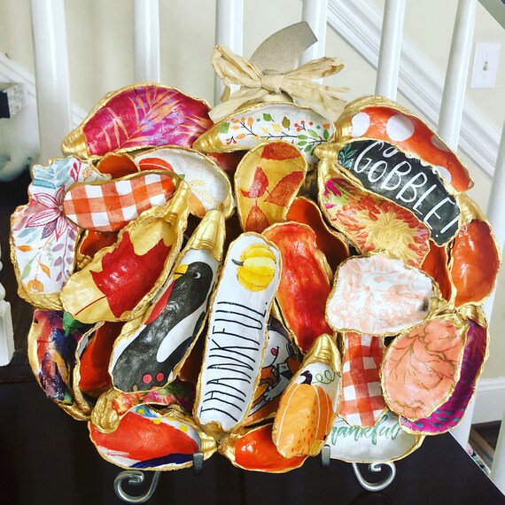 Pumpkin Oyster Shell Art - Etsy