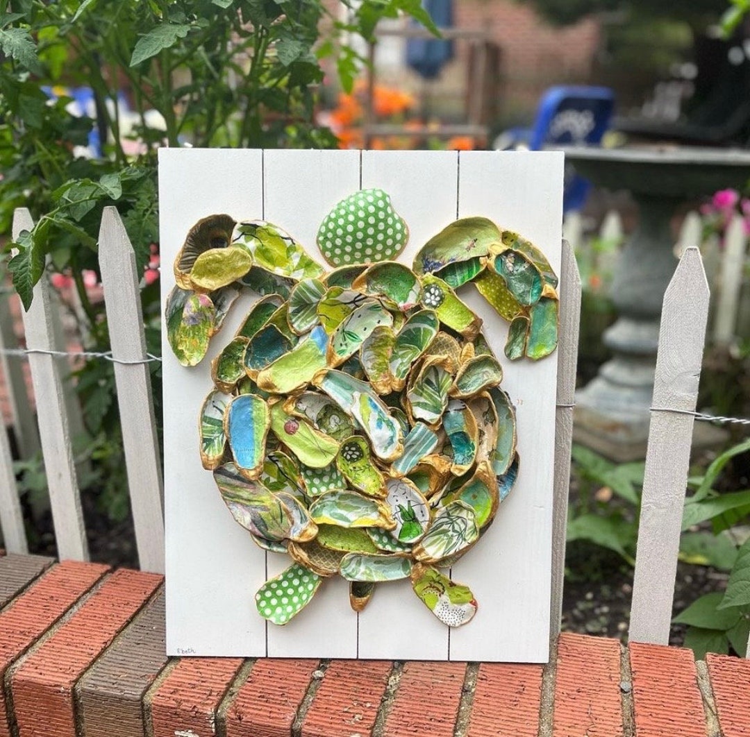 Oyster Art -SEA TURTLE- Topsail Beach Oysters - Etsy
