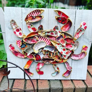 Coastal Charm: Handcrafted Blue Crab Oyster Shell Art for Beach ...