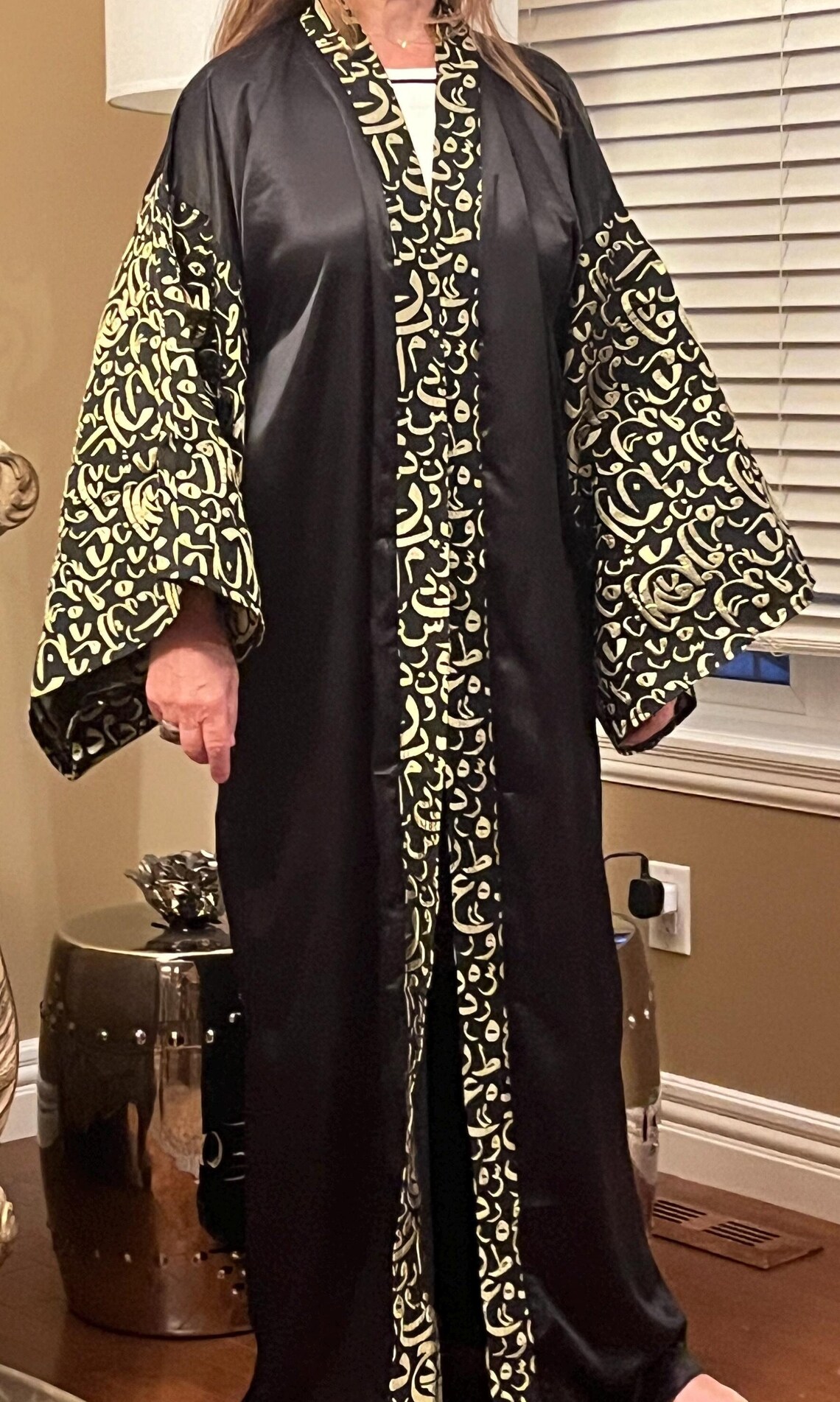 Gold Embroidery Calligraphy Abaya Black - Etsy
