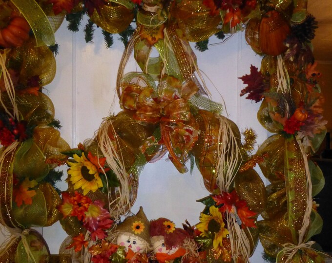 Fall Moss and Gold Deco Mesh 9 Foot Garland - Etsy