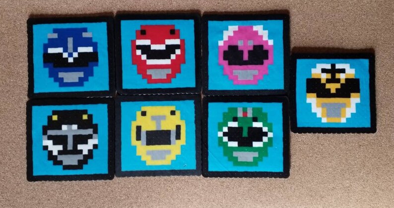 Power Ranger Helmet Perler Bead Coaster - Etsy