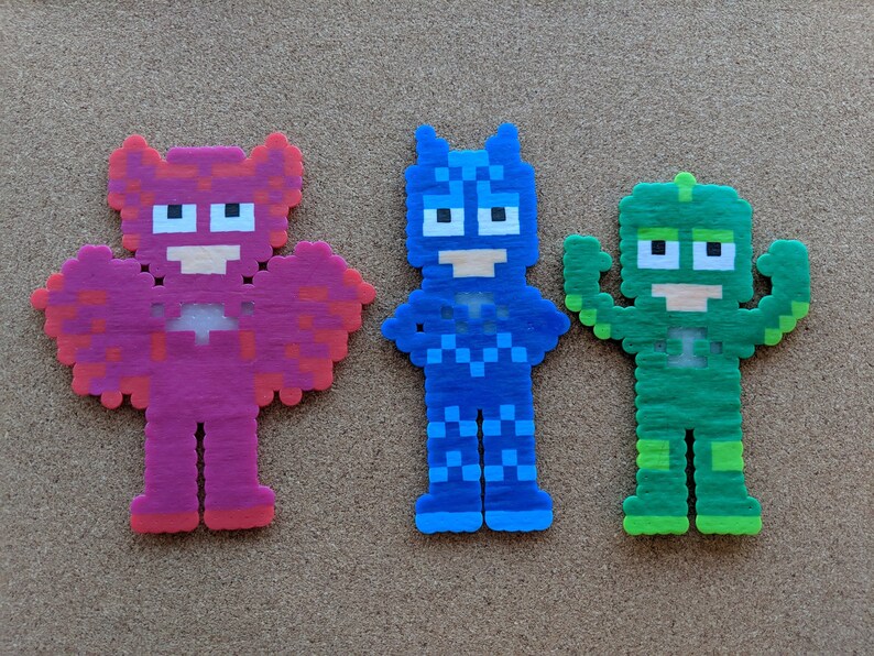PJ Masks Perler Bead Characters - Etsy