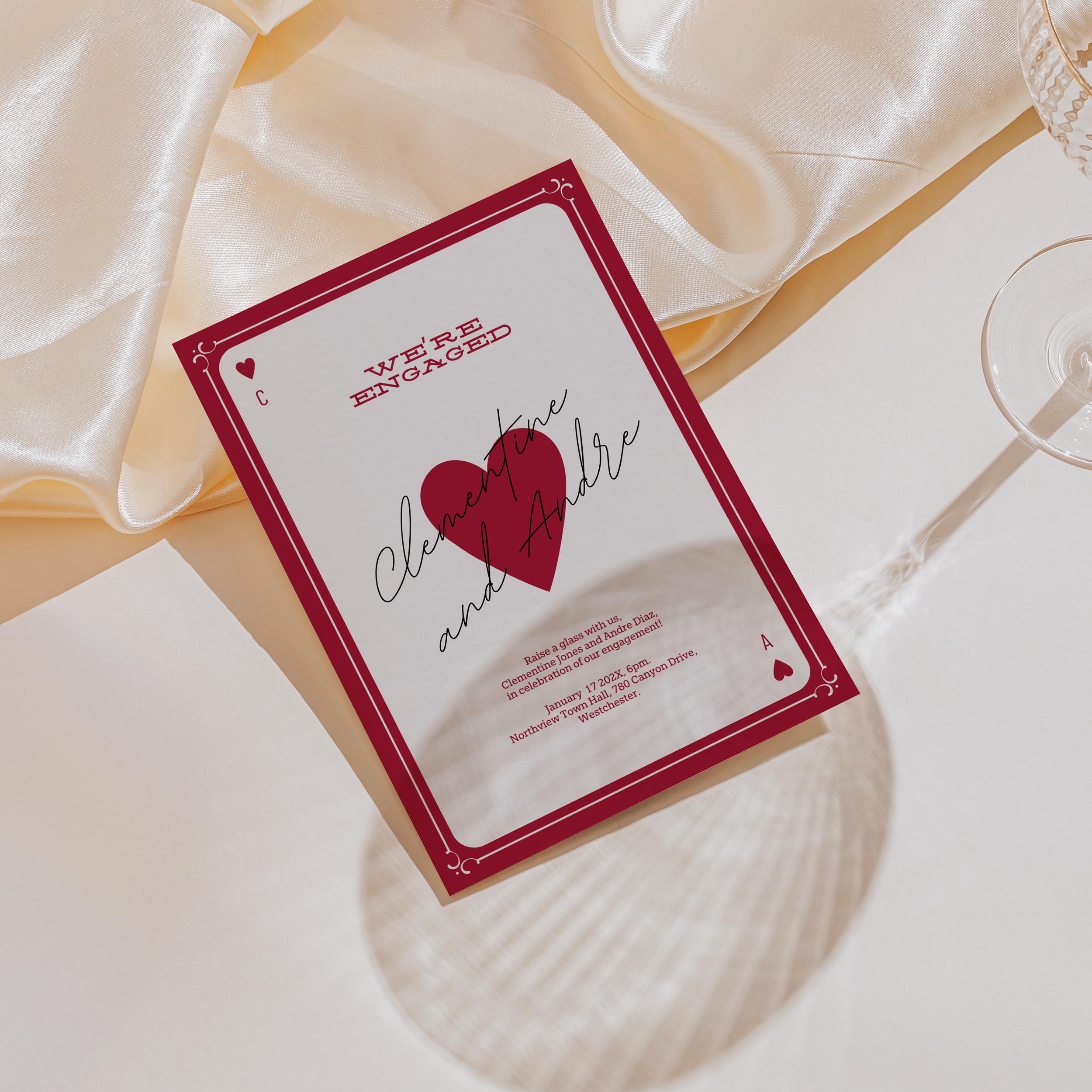 Engagement Party Invitation Template | Lucky in Love | Customisable ...