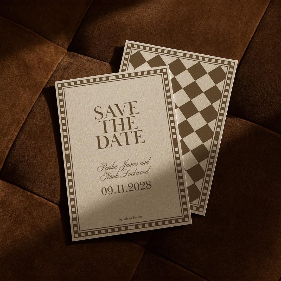 Wedding Save the Date Template | Checkered | Customisable Design and ...