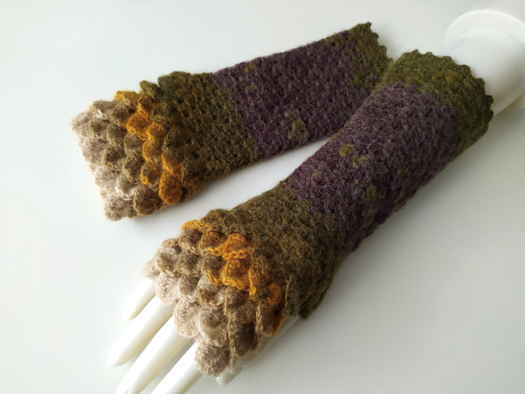 Dragon Scale Gloves Fingerless Gloves Arm Warmers Womens Gloves Winter ...
