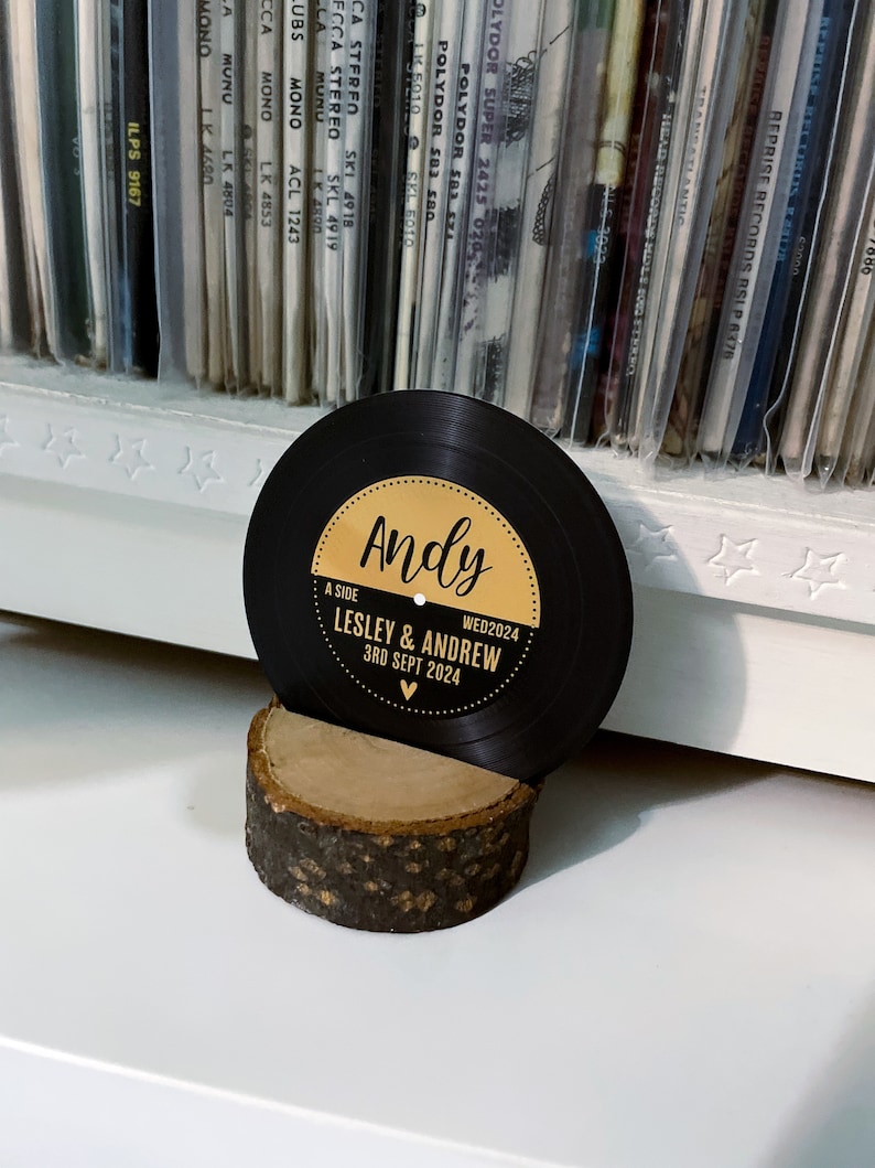Wedding/ Party Name Place Cards - Vinyl Record Inspired Design Gold - Etsy