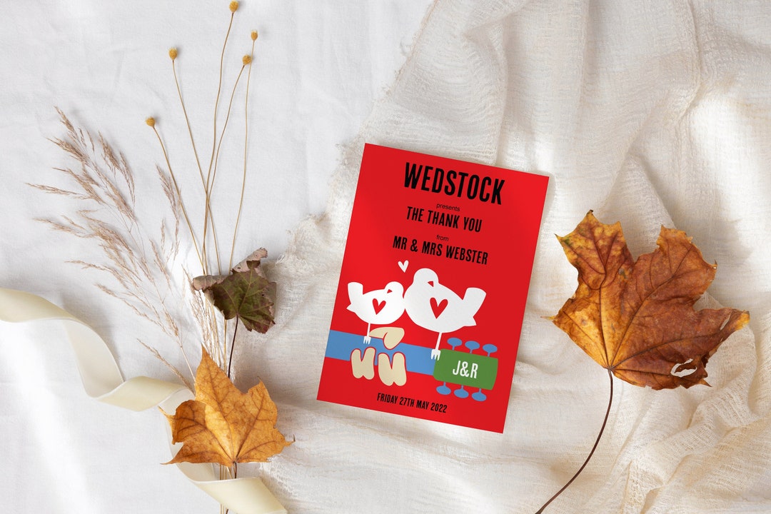 Wedding Thank You Cards - Woodstock Design (wedstock) - Etsy