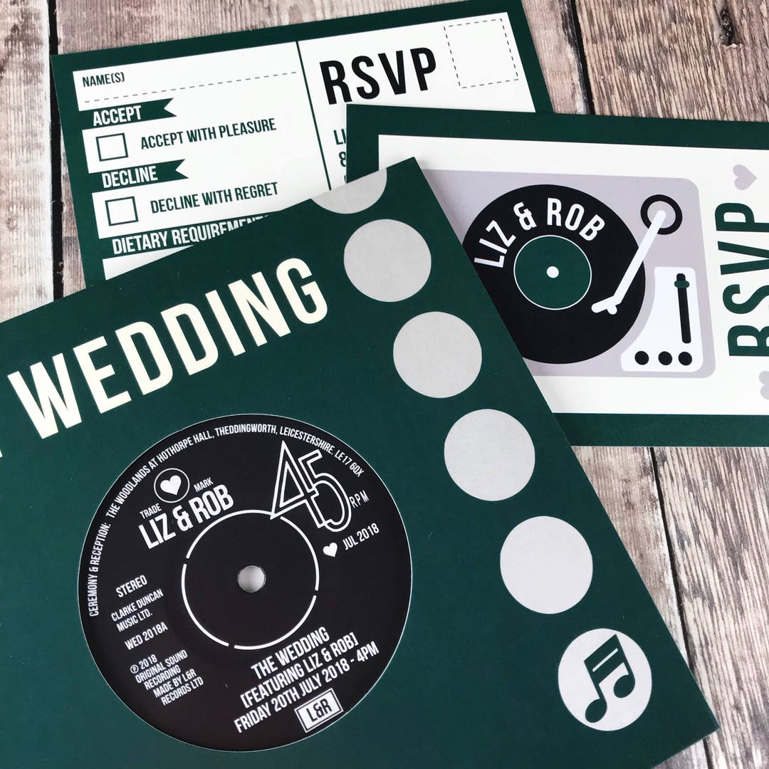 Wedding/ Party Invitations - REAL Vintage Vinyl Record Design - Etsy UK