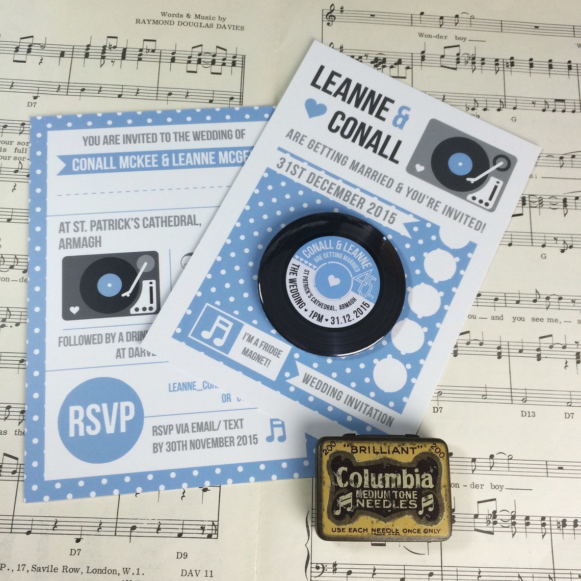 Wedding Vinyl Record Invitations with Magnets Vintage Vinyl | Etsy
