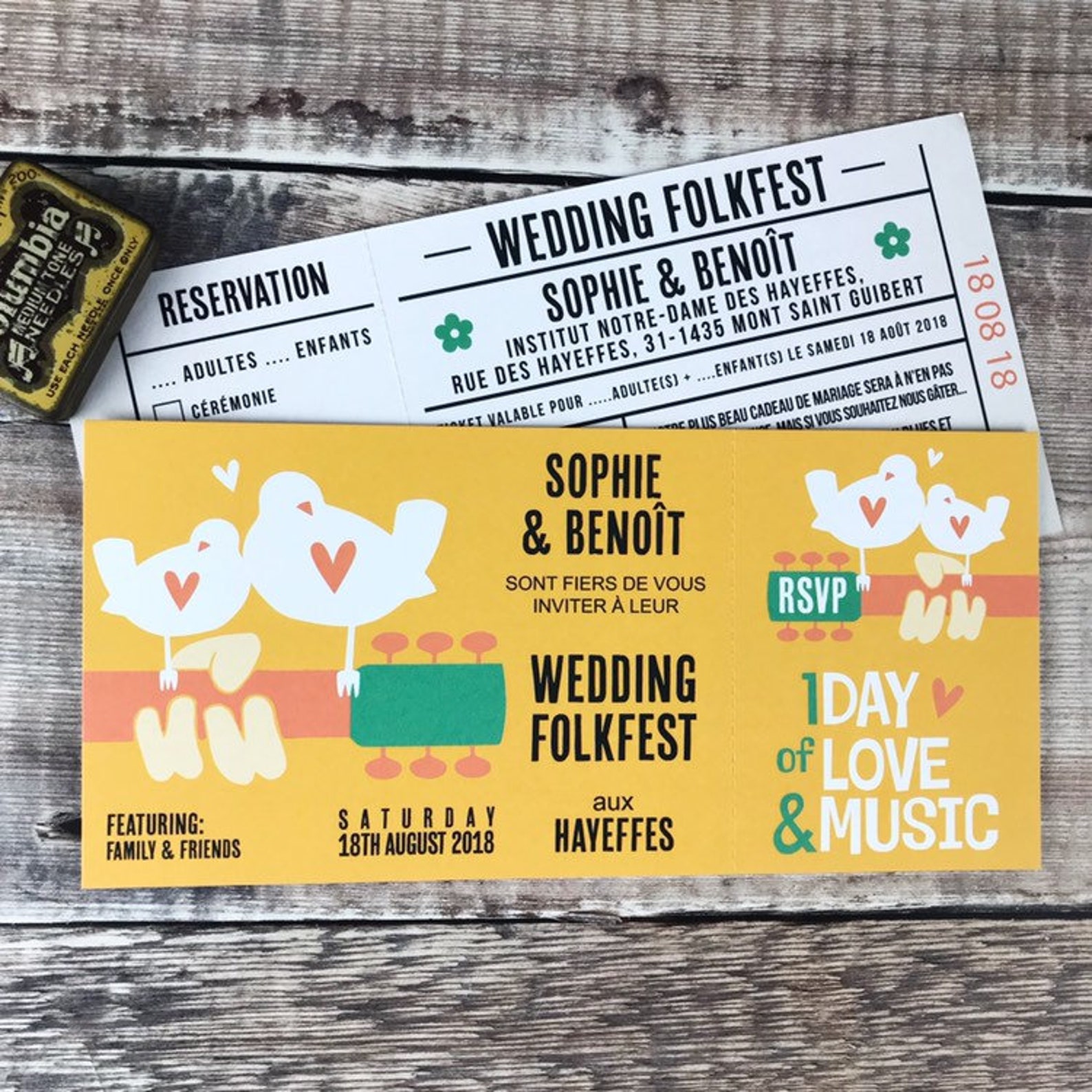 Woodstock Wedding/ Party Invitations - Festival Ticket Design ...