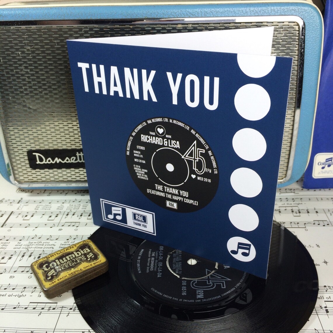 Wedding Thank You Cards Vinyl Record Design | Etsy UK