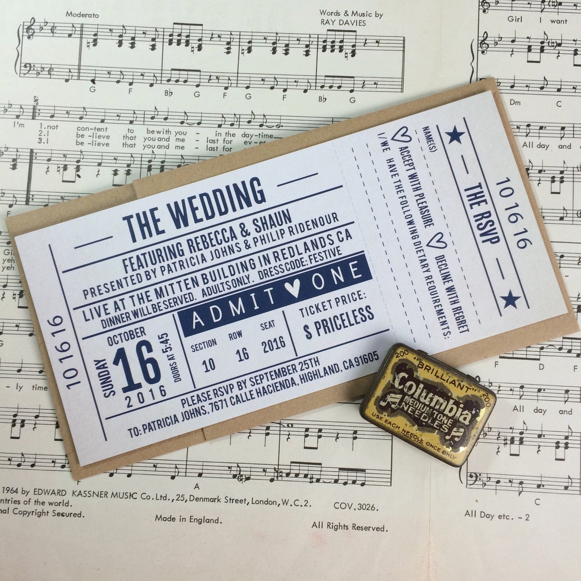 Wedding/ Party Invitations - Gig/ Concert Ticket Design (perforated) - Etsy