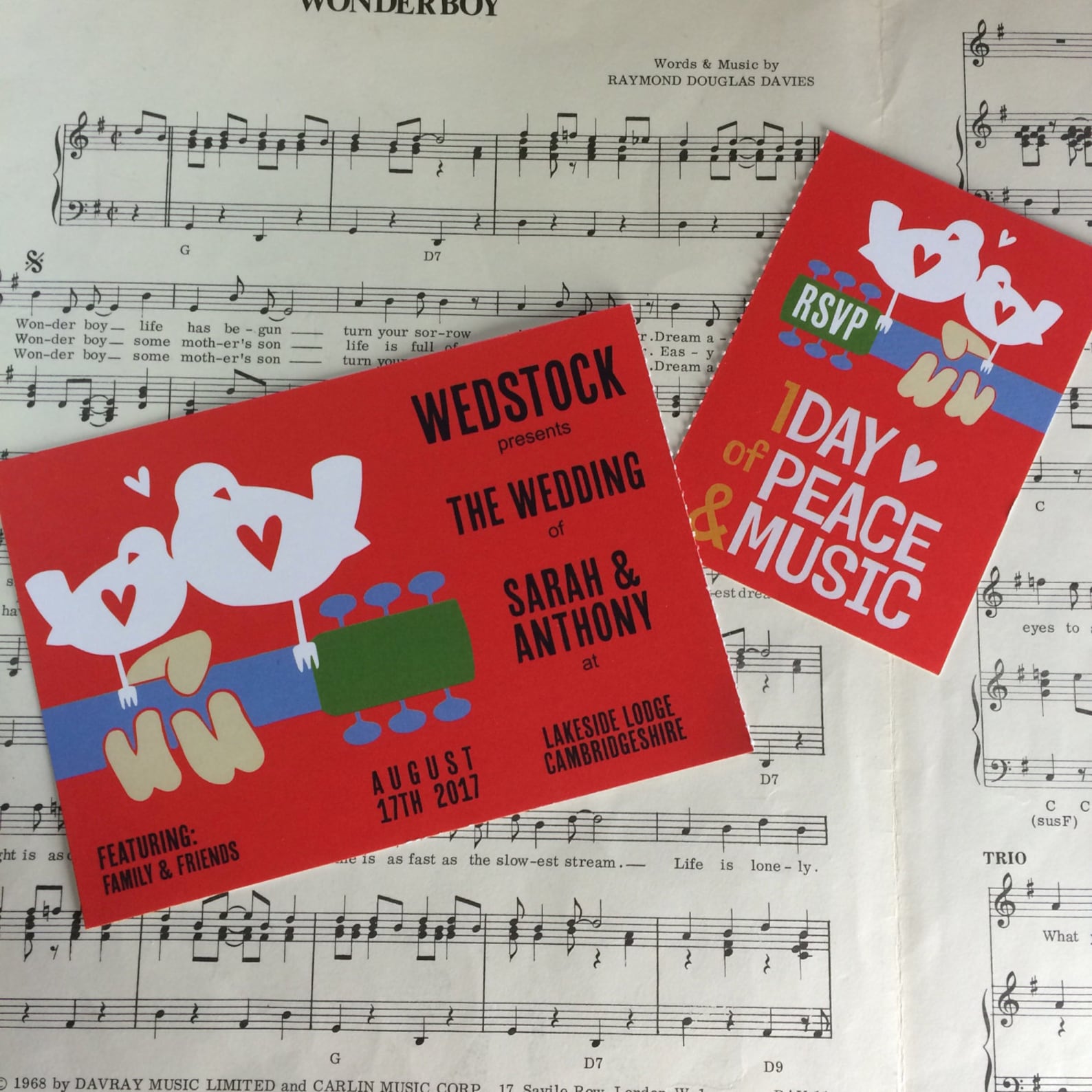 Woodstock Wedding/ Party Invitations - Festival Ticket Design ...