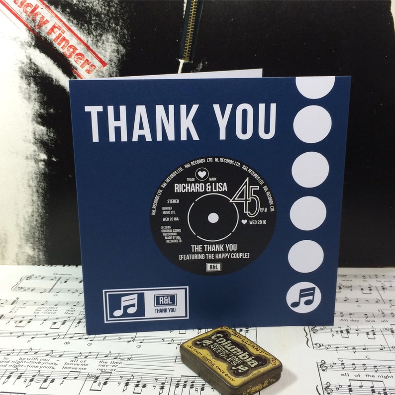 Wedding Thank You Cards Vinyl Record Design - Etsy UK