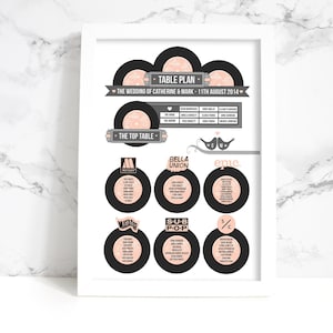Wedding Table Plan - Printed Vintage Vinyl Record Design (unframed ...