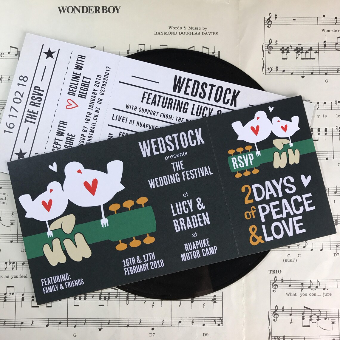 Woodstock Wedding/ Party Invitations - Festival Ticket Design ...