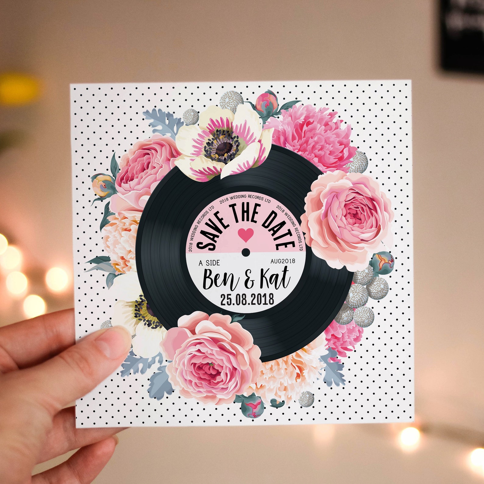 Floral Vinyl Record Inspired Save the Date Cards - Etsy
