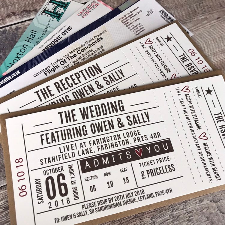 Wedding/ Party Invitations - Gig/ Concert Ticket Design (perforated) - Etsy