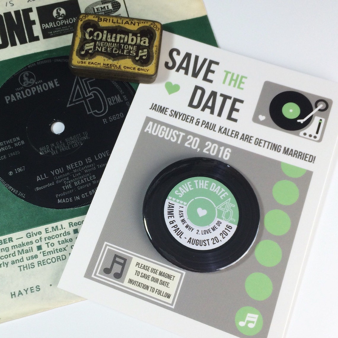 Wedding Vinyl Record Save The Date Magnets Vintage Vinyl | Etsy