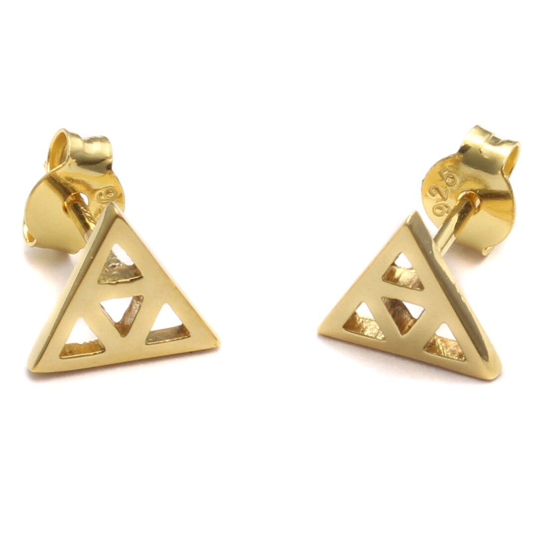 Geek Gaming Stud Earrings, 925 Sterling Silver, Zelda Triforce Inspired ...