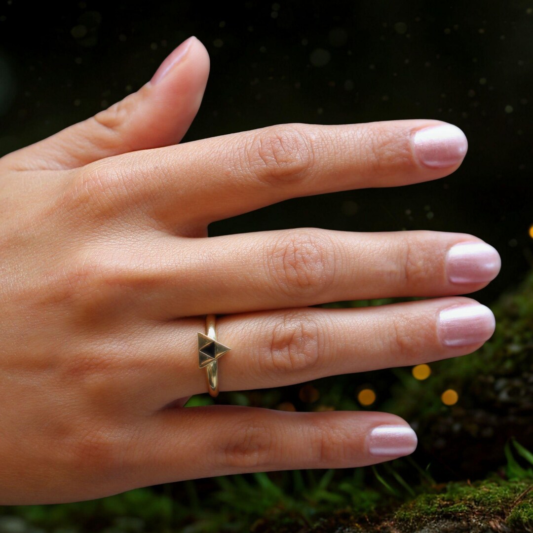 Triforce Ring Gold 925 Silver Gold-plated Gamer Ring With Enamel Geek ...