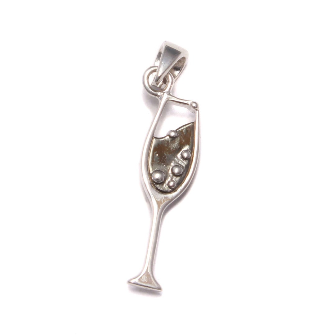 Champagne Glass Pendant 925 Sterling Silver Champagne Glass Pendant ...