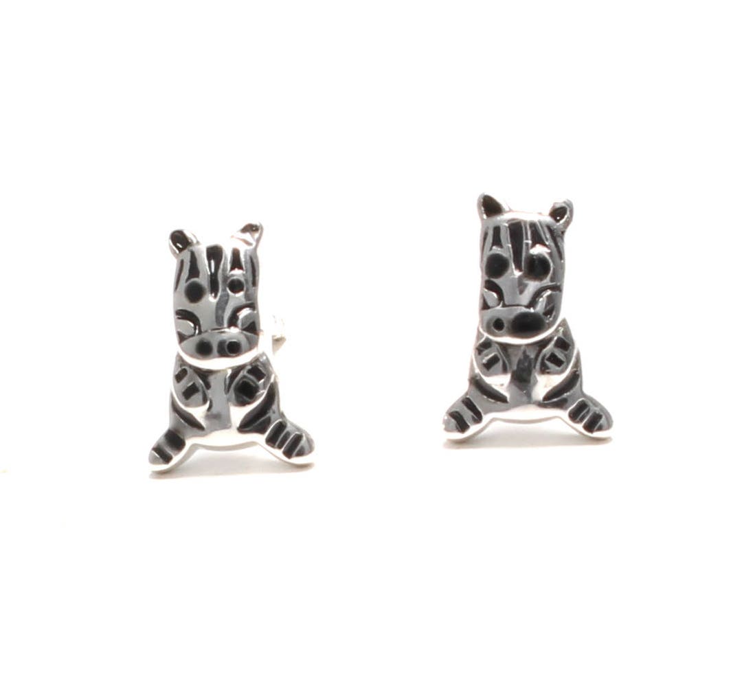 Zebra Ear Studs 925 Sterling Silver, Sterling Silver Zebra, 925 ...