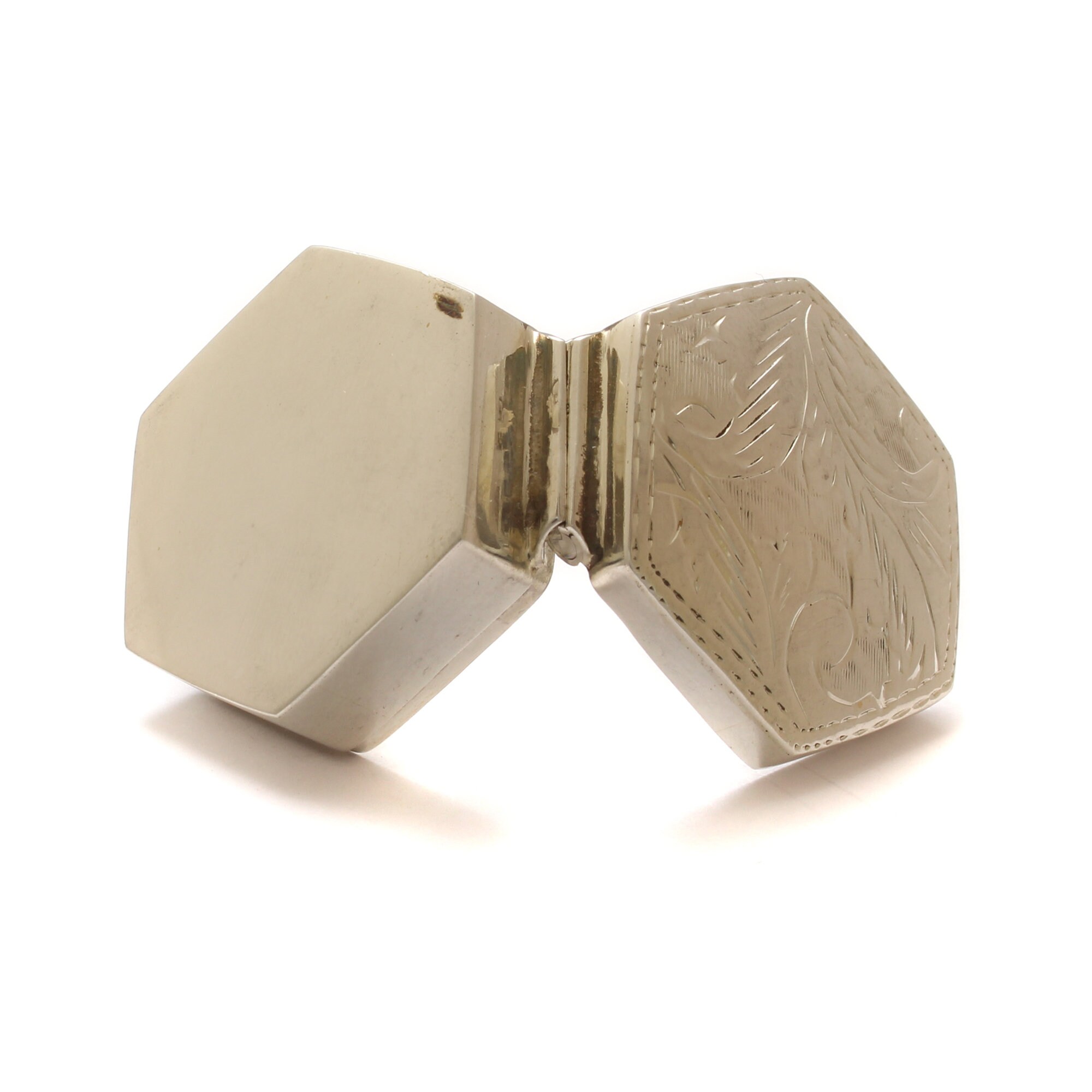 Hexagon pill box engraved 925 sterling silver tablet box | Etsy