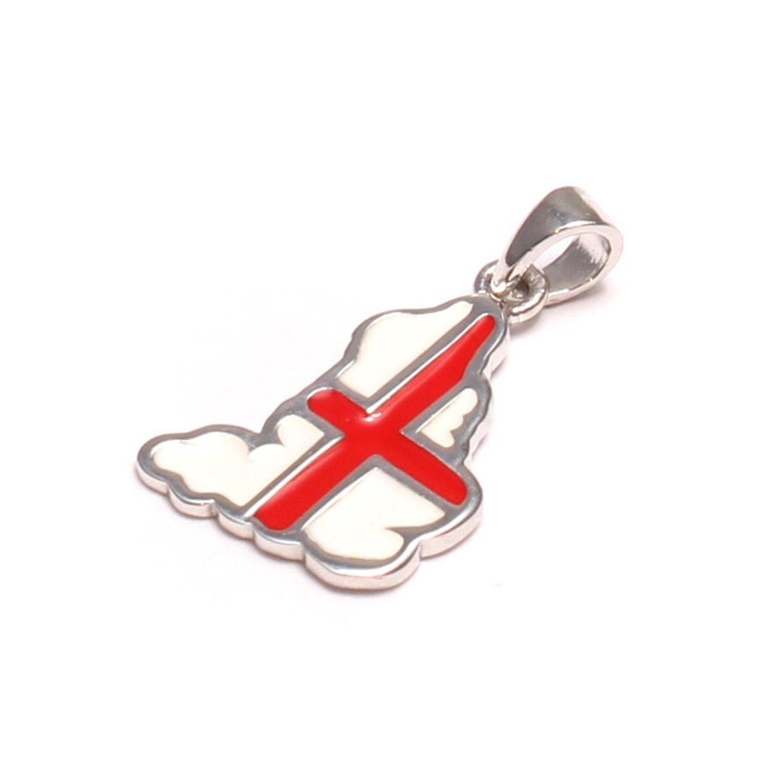 England Map Pendant, 925 Sterling Silver, Enamel Flag Pendant, English ...
