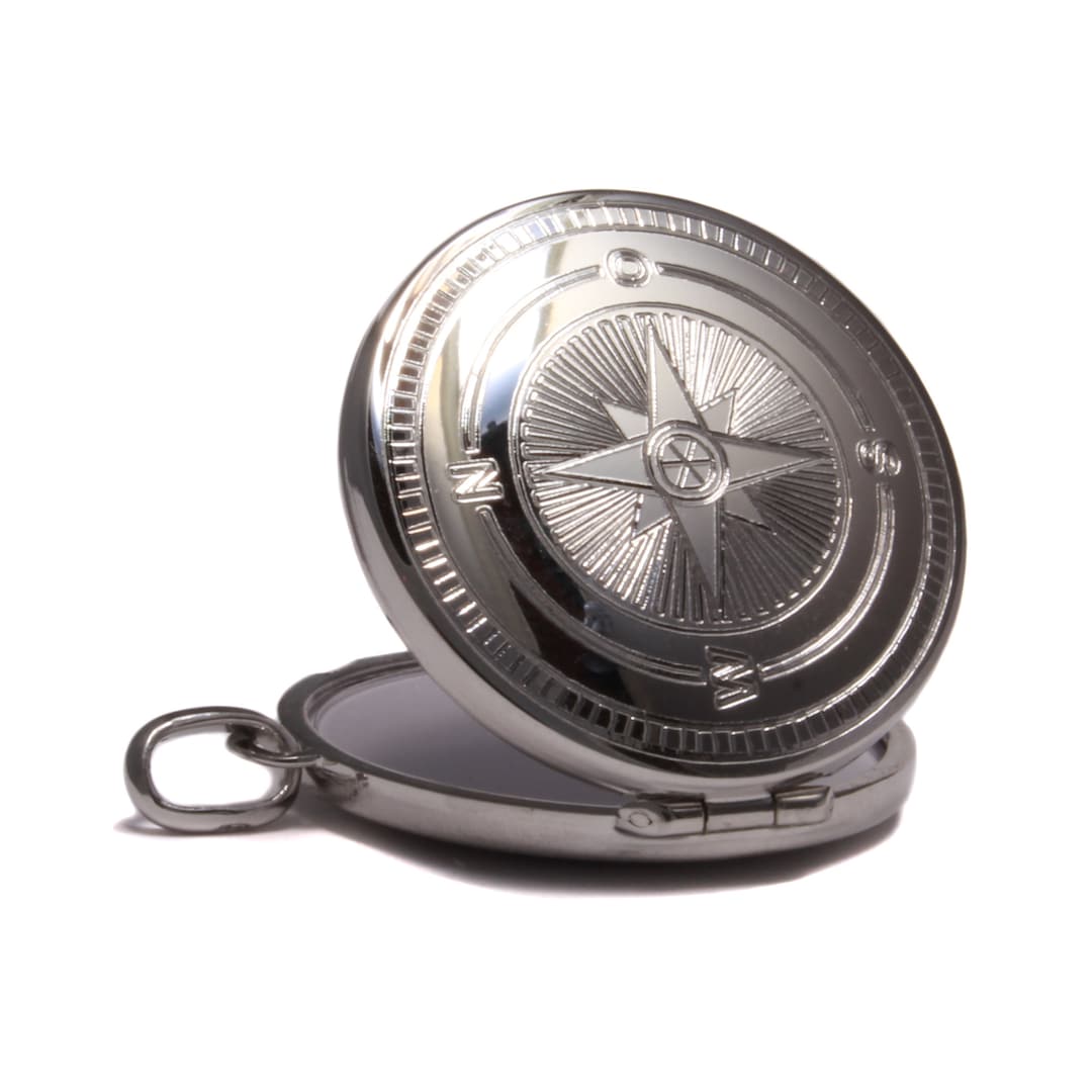 925 Sterling Silver Compass Locket Round Friendship Jewelry Engravable ...