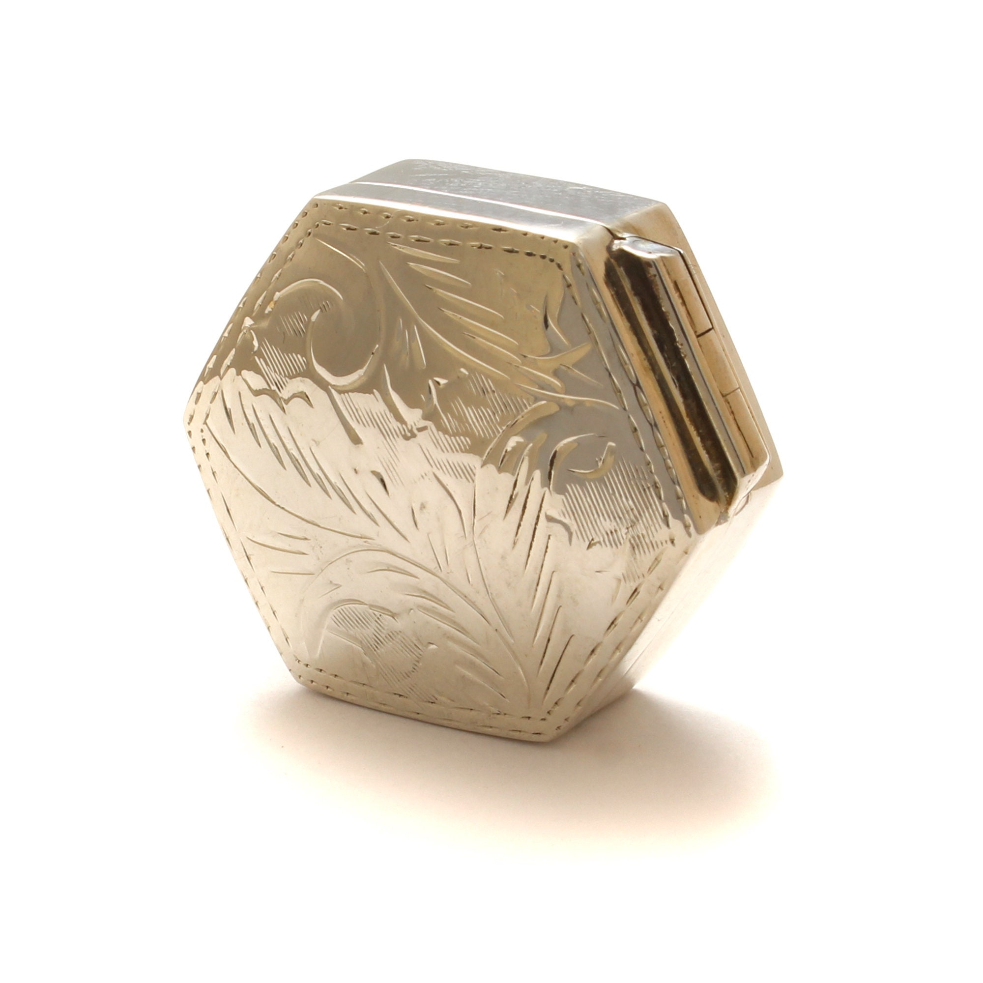 Hexagon pill box engraved 925 sterling silver tablet box | Etsy