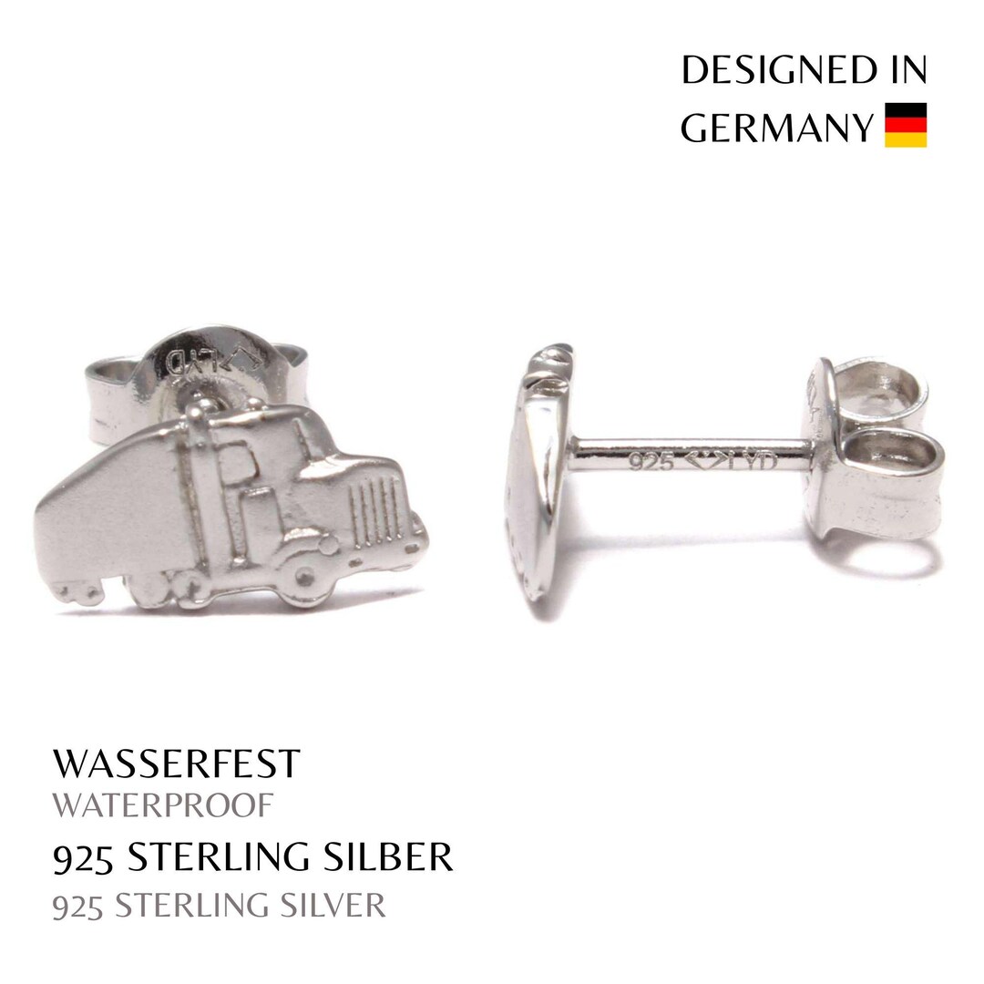 140 Truck Ear Studs 925 Sterling Silver Truck Truck Men Earrings Unisex ...