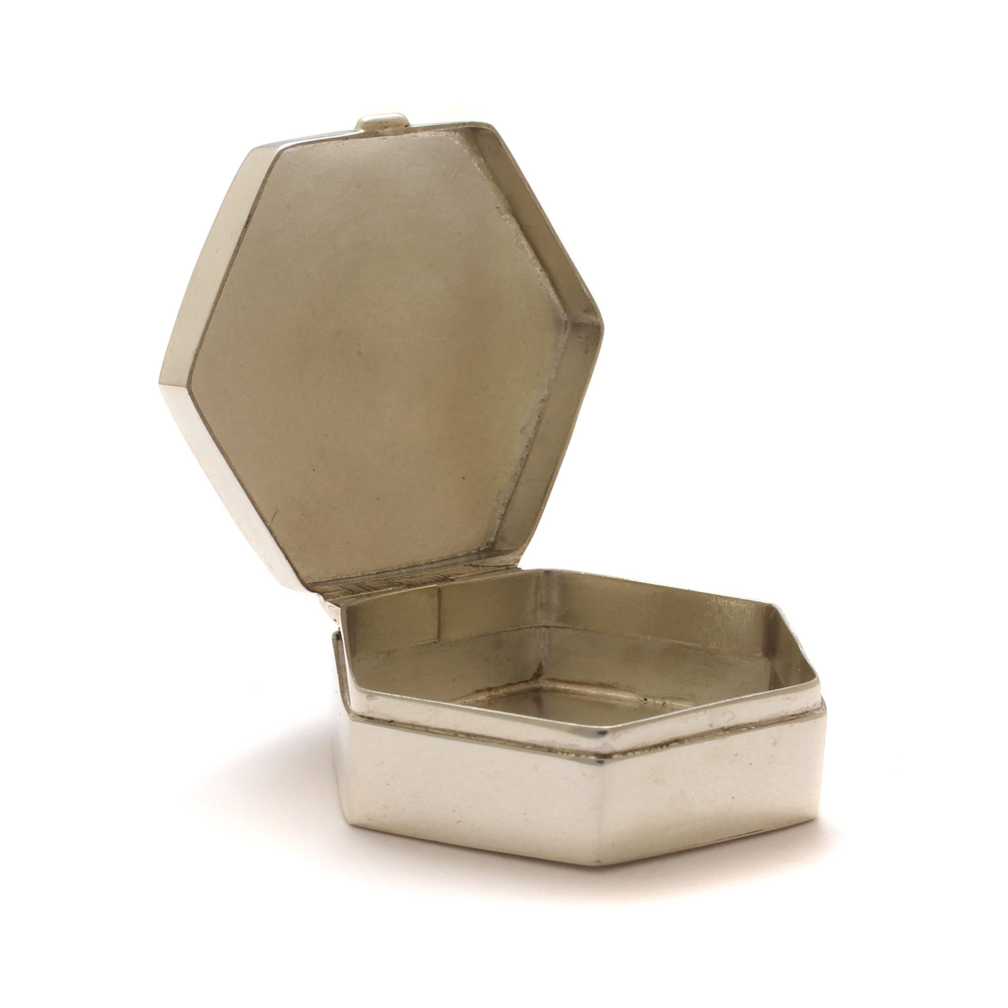 Hexagon pill box engraved 925 sterling silver tablet box | Etsy
