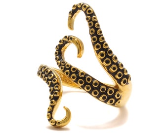 Octopus Ring Sculpture Silver Gold Sea Animalier Design Made - Etsy