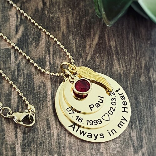 Engraved in Loving Memory Heart Memorial Necklace - Etsy
