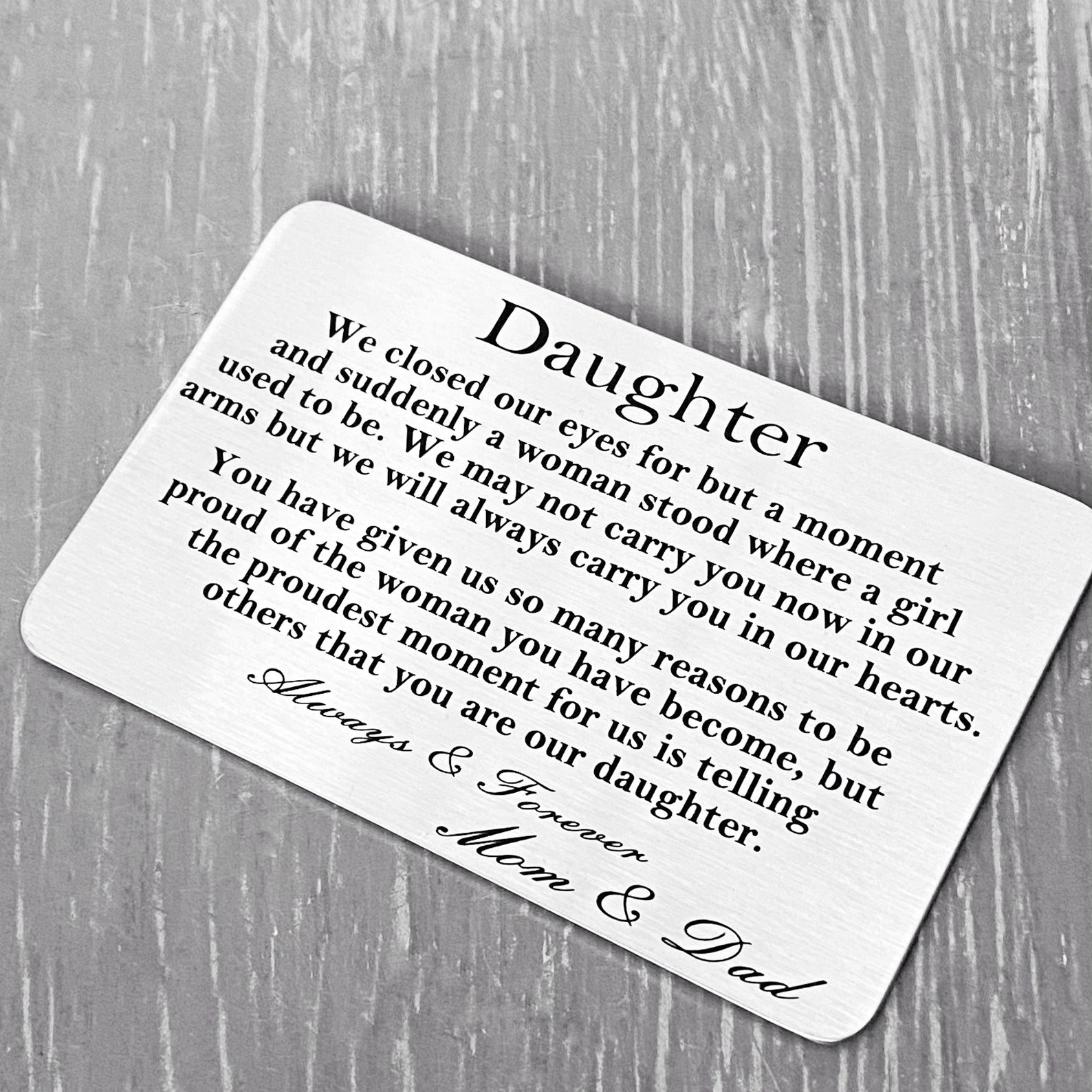 Silver Engraved Wallet Card, Personalized Gifts for Daughter ...