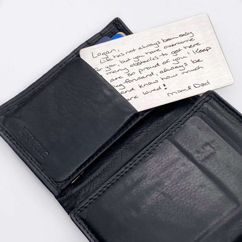 Engraved Handwriting Wallet Card Handwriting Gift - Etsy