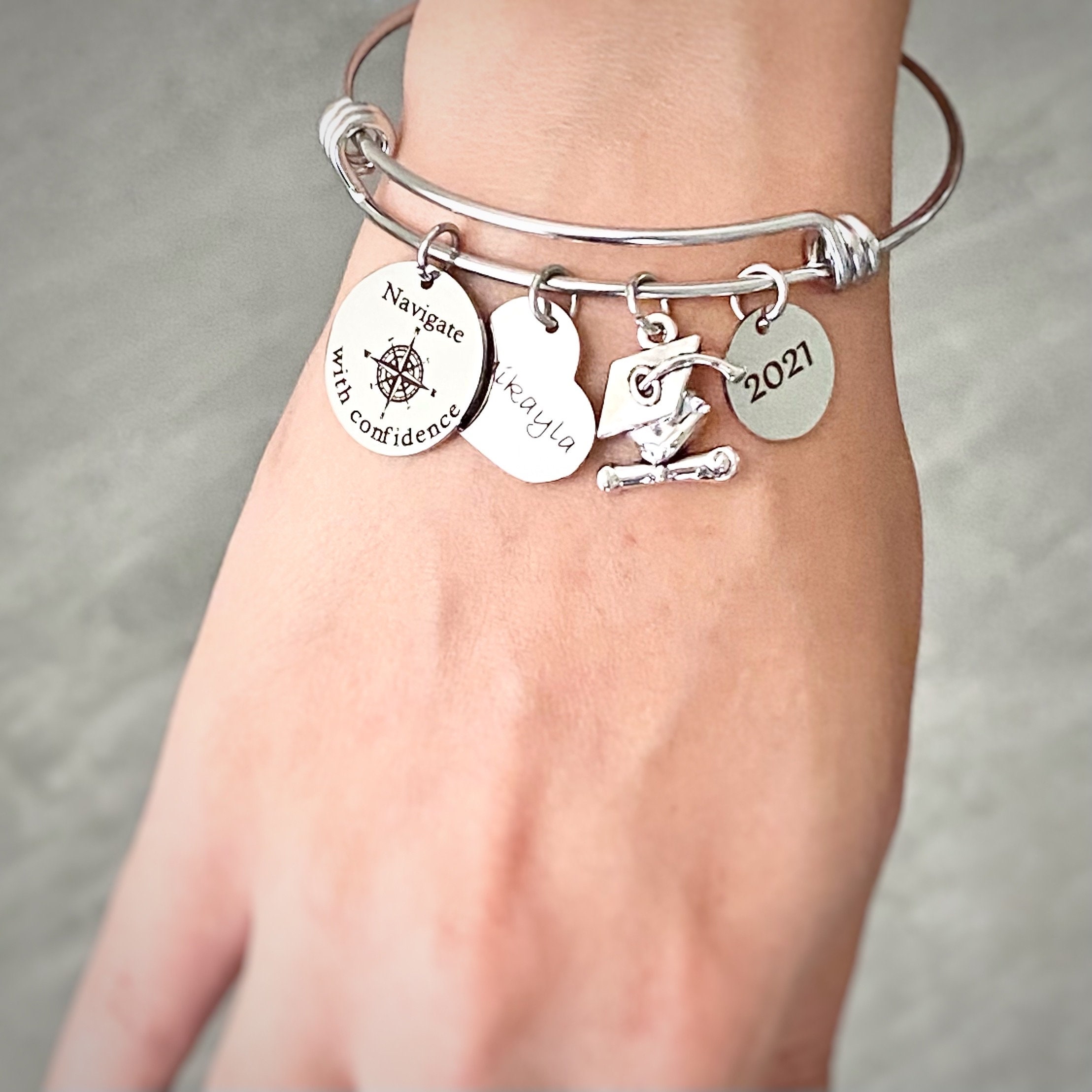 Personalized Compass Bracelet College Graduation Gift for | Etsy