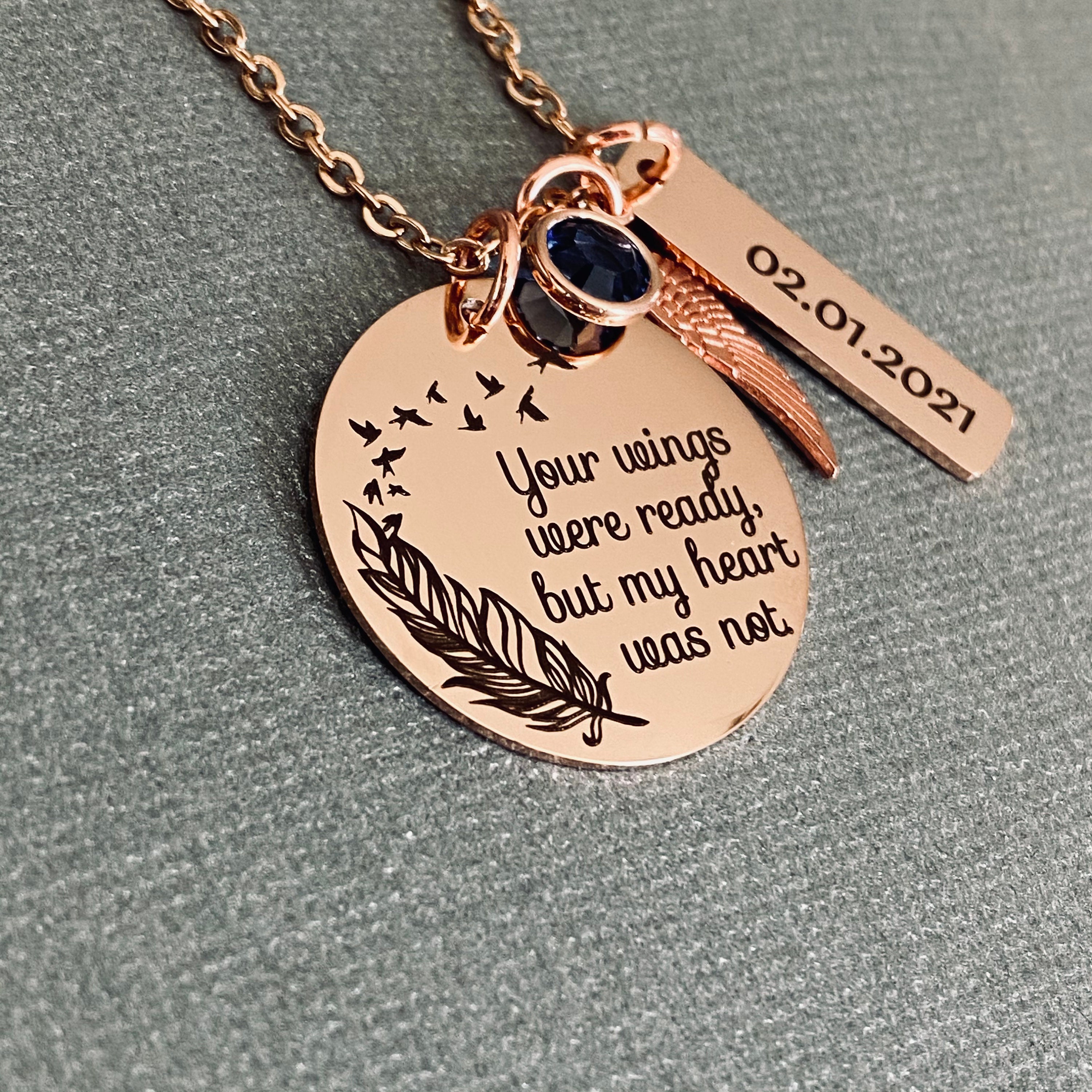 Rose Gold Engraved Necklace Memorial Jewelry Sympathy Gift | Etsy