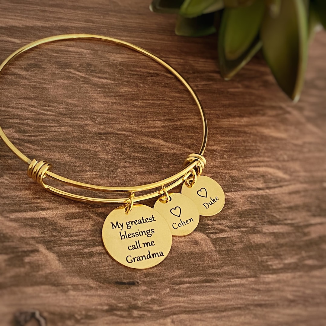 Yellow Gold Grandma Bracelet, Personalized Engraved My greatest ...
