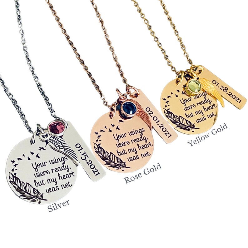 Yellow Gold Memorial Jewelry Engraved Necklace Sympathy Gift - Etsy