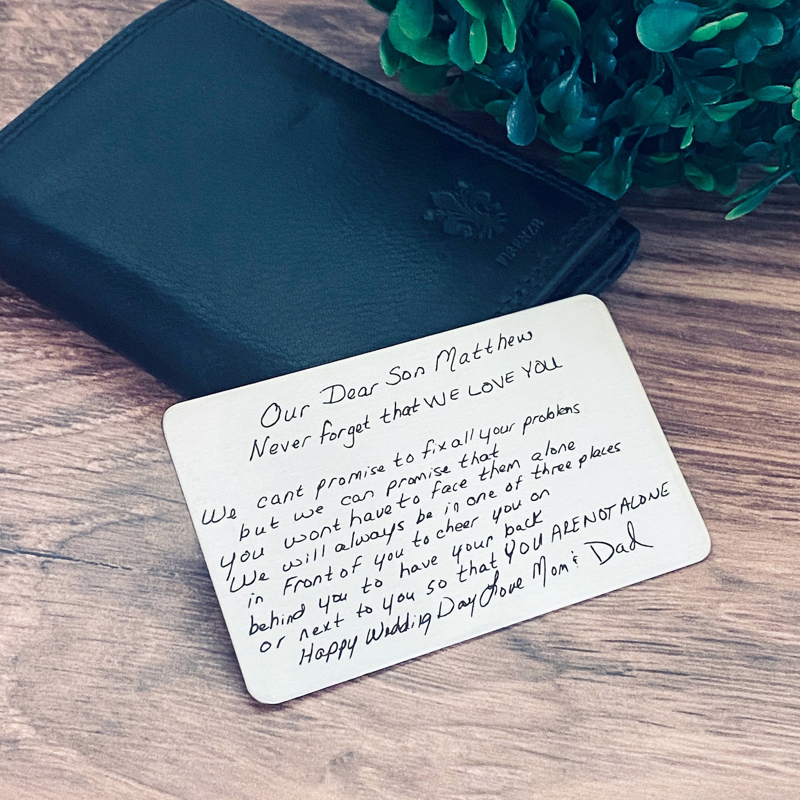 Engraved Handwriting Wallet Card: Personalized Metal Keepsake - Etsy