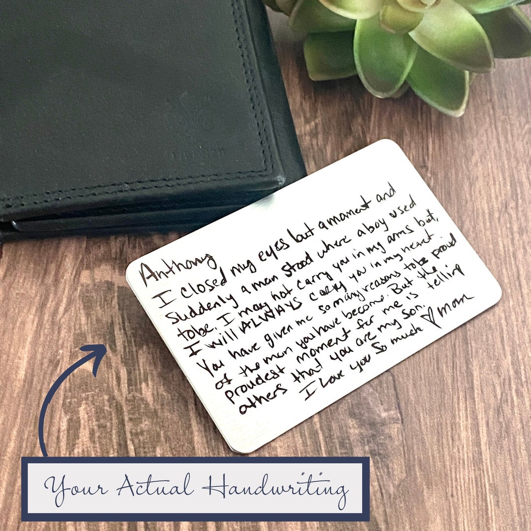 Engraved Handwriting Wallet Card, Handwriting Gift, Sentimental Gifts ...