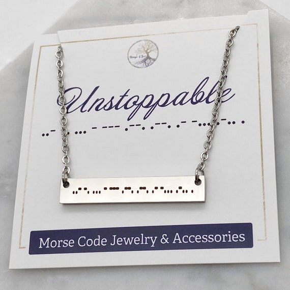 Morse Code Unstoppable Bar Necklace Gift for Her | Etsy